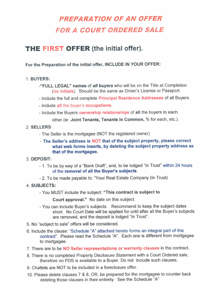Court Ordered Sale Preparation | PDF