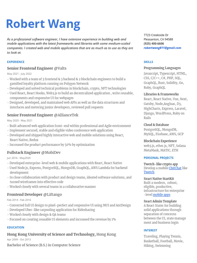 Robert Resume | PDF | Computing | Software Engineering