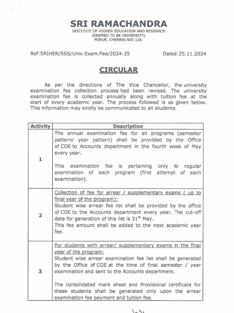 SRIHER (DU) - Circular Dated - 25.11.2024 | PDF