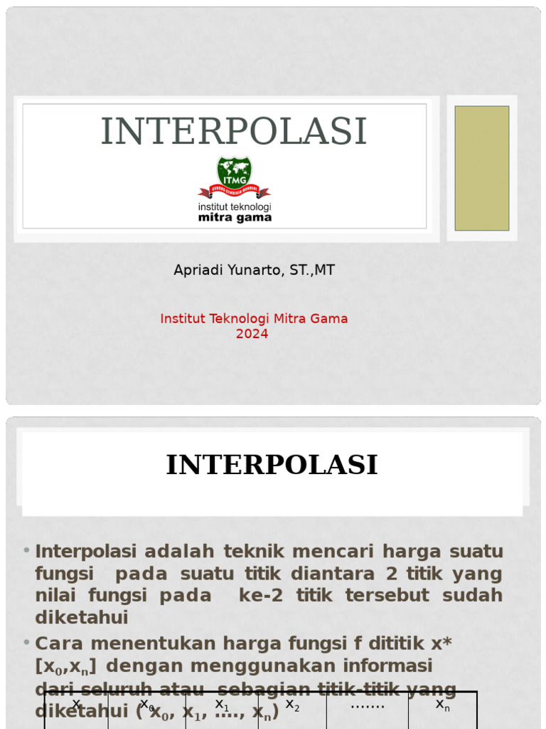 Metode Numerik Interpolasi Linier Kuadratik Pdf