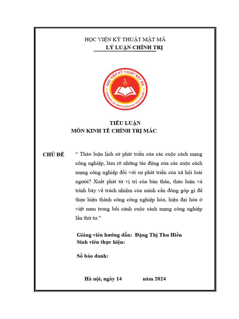 Bài tiểu luận KTCT - nhóm 3 - L06 | PDF