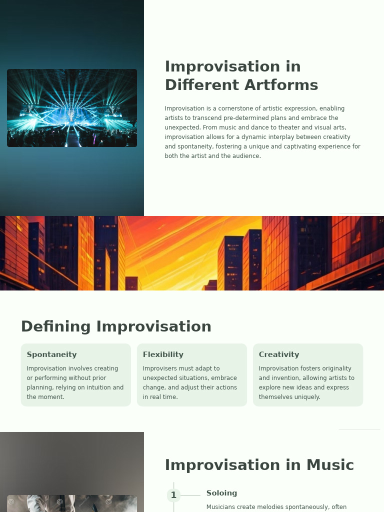 Exploring Improvisation in Arts | PDF | Improvisation | Dances