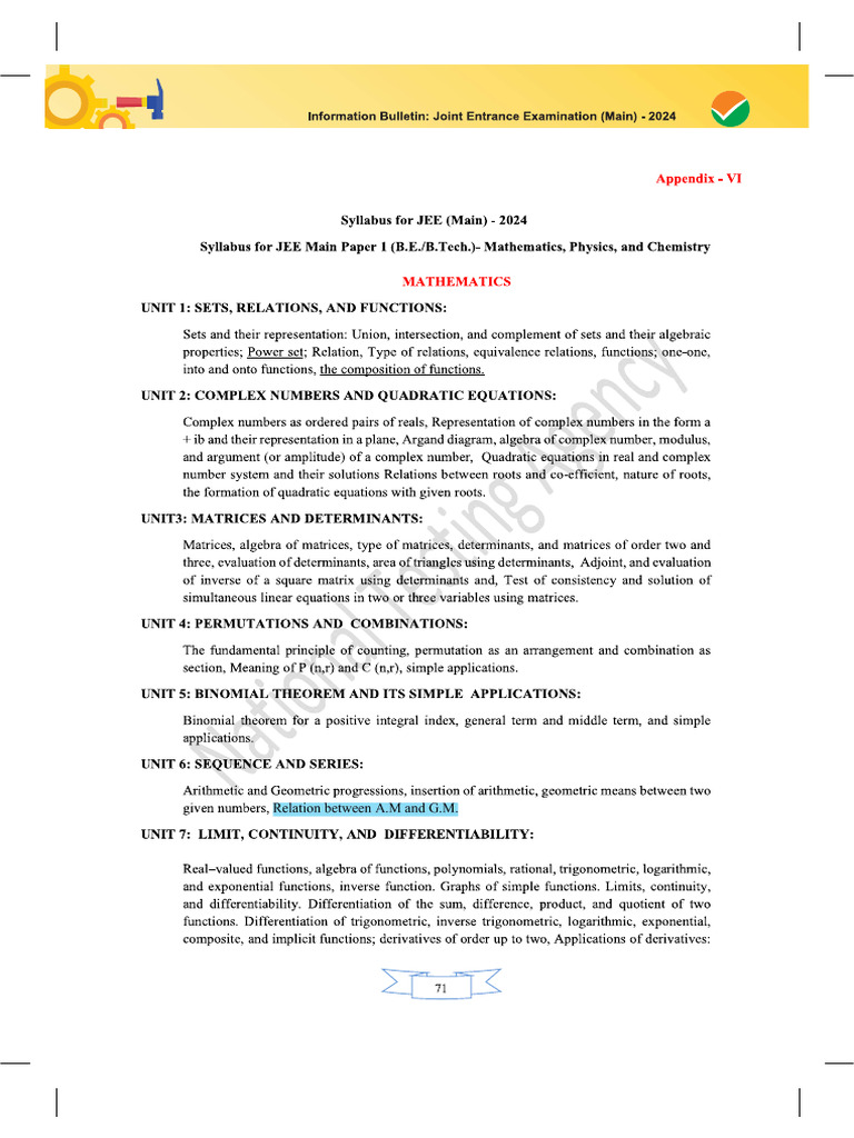 SYLLABUS of JEE | PDF