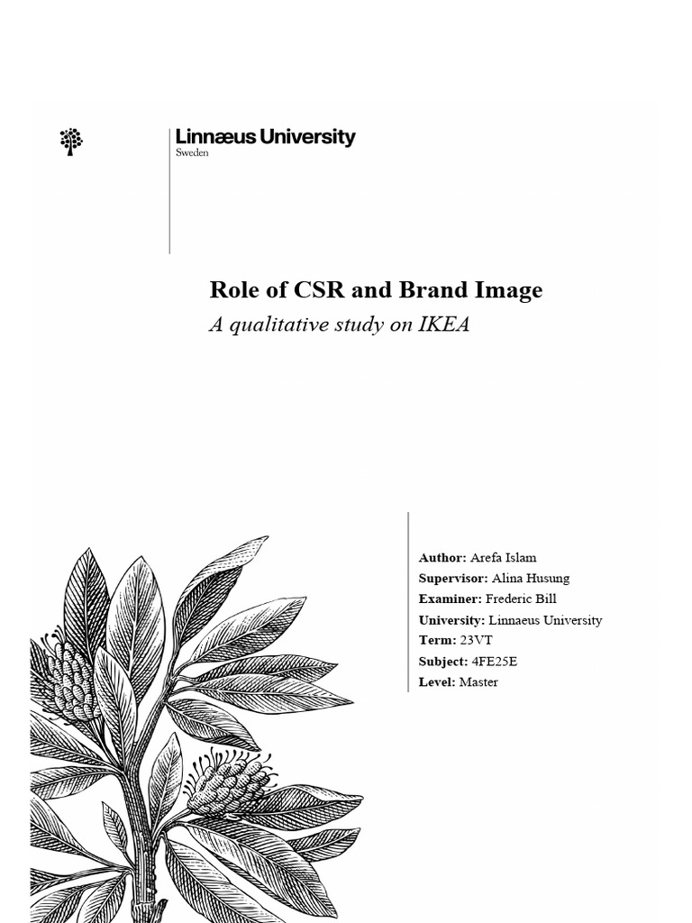 FULLTEXT01 | PDF | Corporate Social Responsibility | Brand