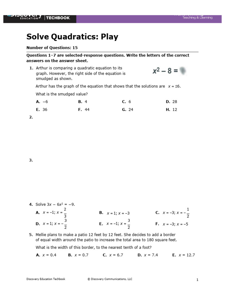HW - Quadratic Equations | PDF | Quadratic Equation | Algebra