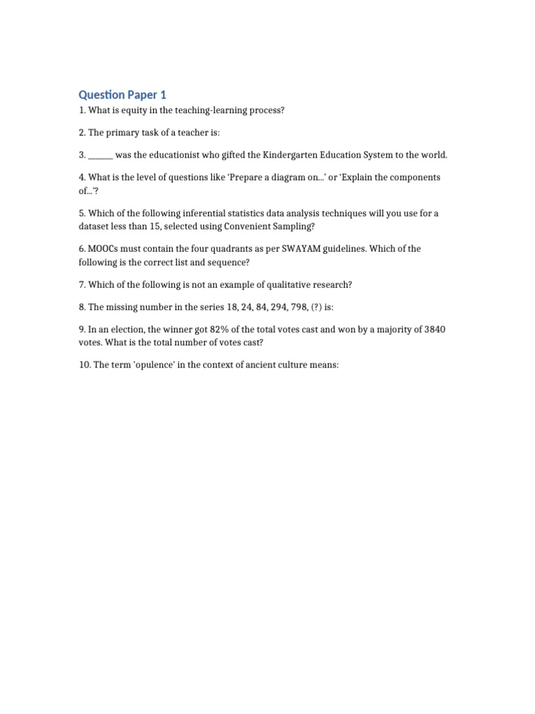 SET Home Science Question Papers | PDF