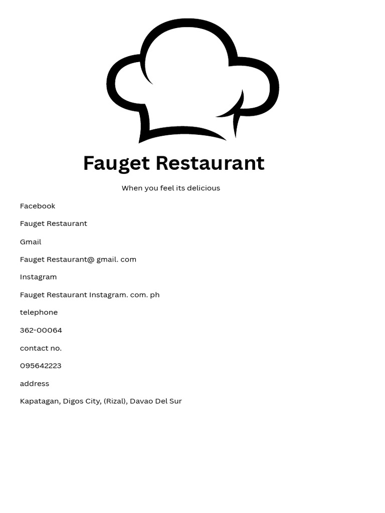 Fauget Restaurant Contact Information | PDF