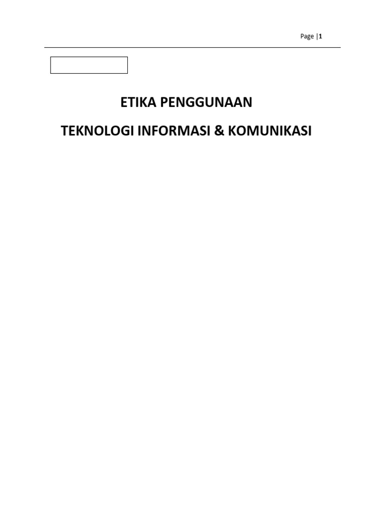 Etika Penggunaan Teknologi Informasi Dan Komunikasi | PDF