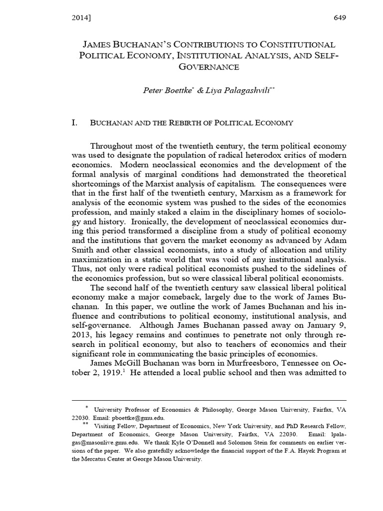Buchanan Constitutional Economics | PDF | Market (Economics) | Economics