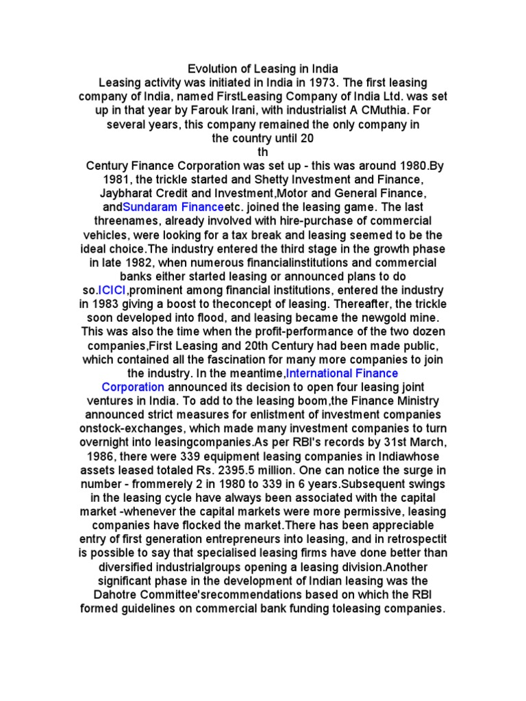 Evolution of Leasing in India | PDF | Lease | Taxes