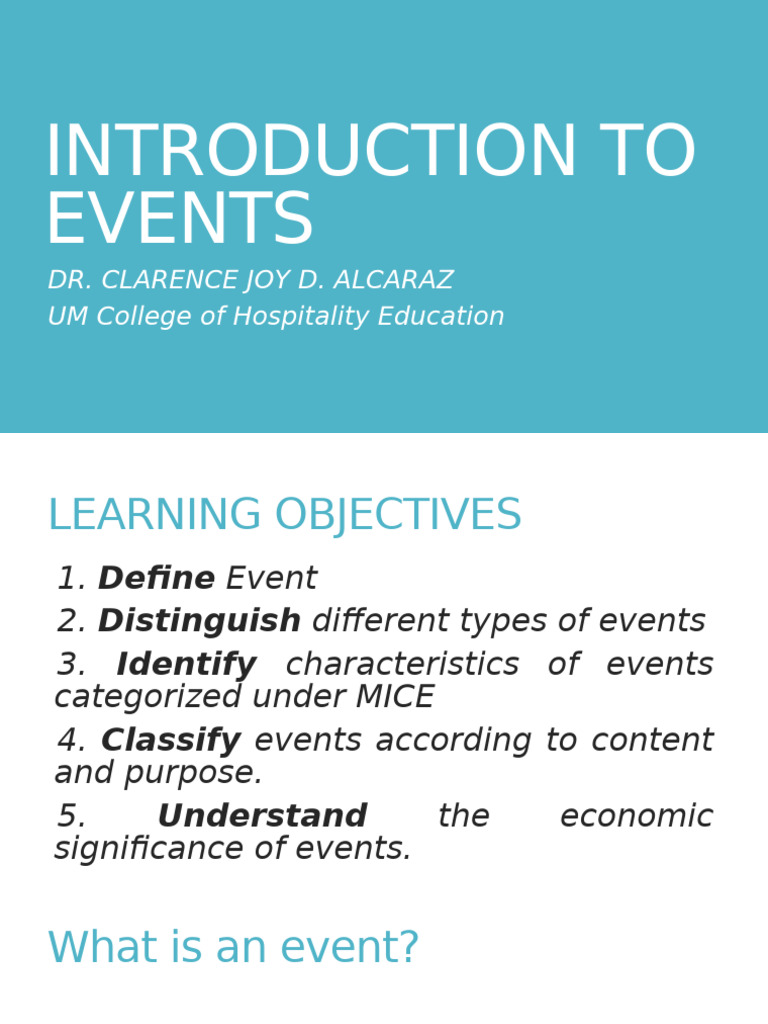 Hpc106 - Introduction To Events (Autosaved) | PDF | Tourism