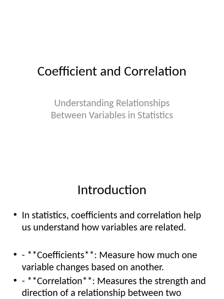 Coefficient and Correlation Presentation | PDF