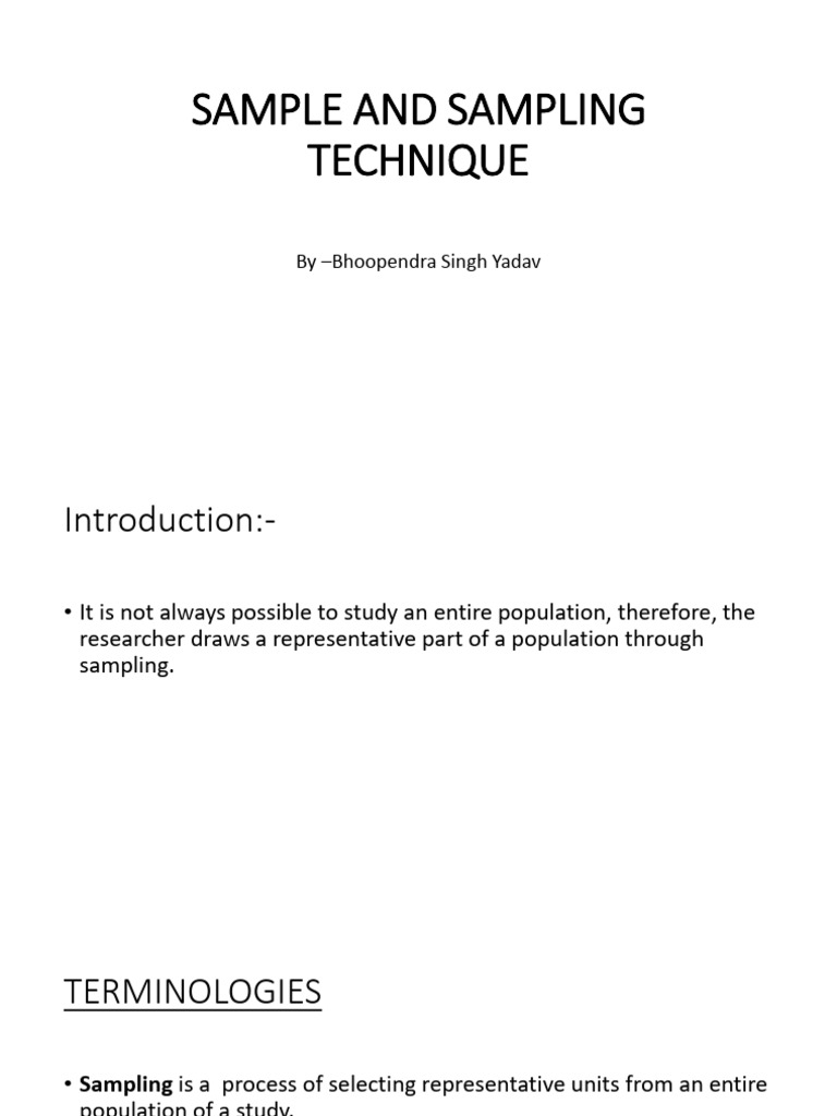 SAMPLE AND SAMPLING TECHNIQUE ppt | PDF | Sampling (Statistics ...