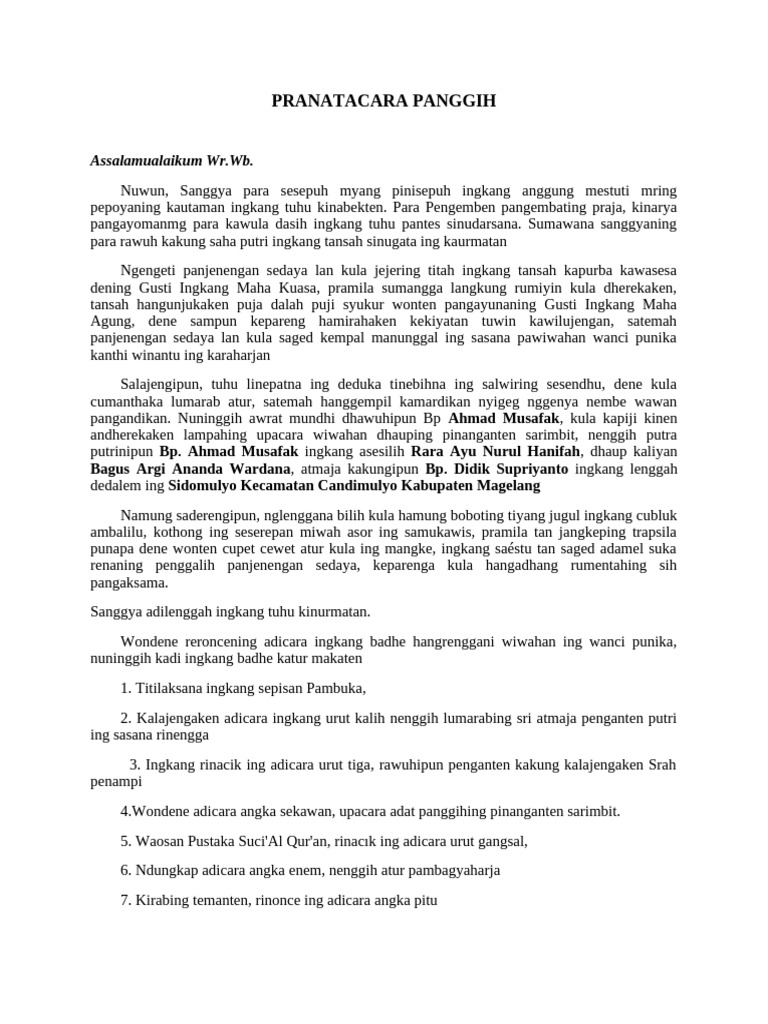 Pranatacara Panggih | PDF