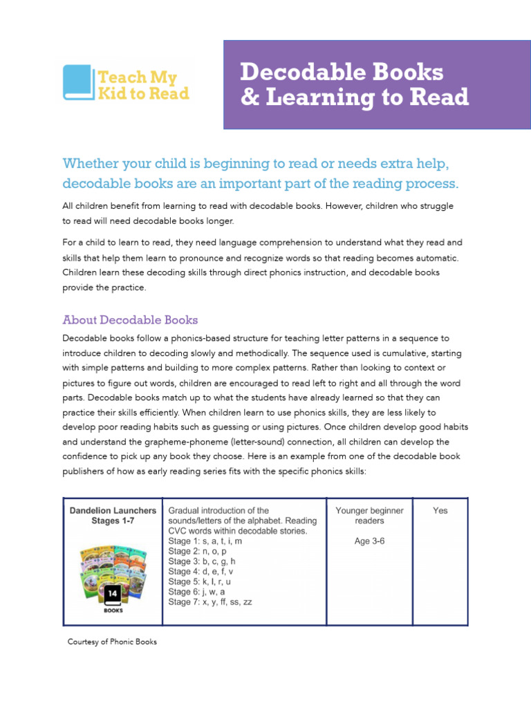 About Decodable Books Learning To Read PDF | PDF | Phonics | Written ...