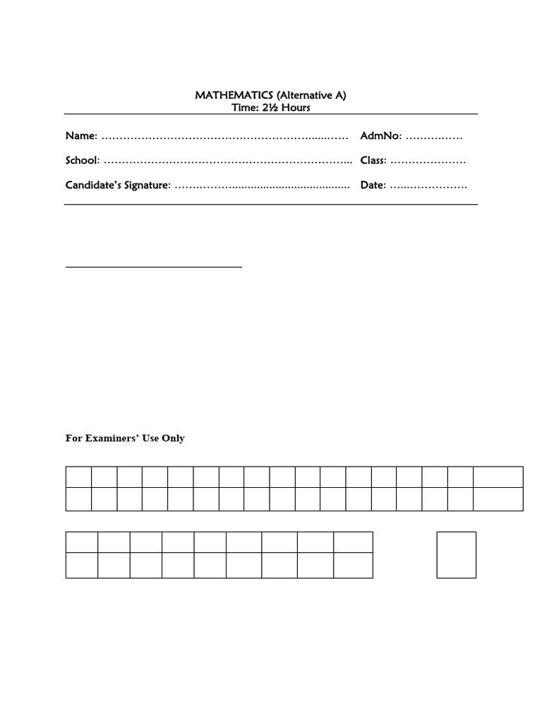 Form 2 - Mathematics - Question Paper-Opener Term 2 | PDF | Triangle ...