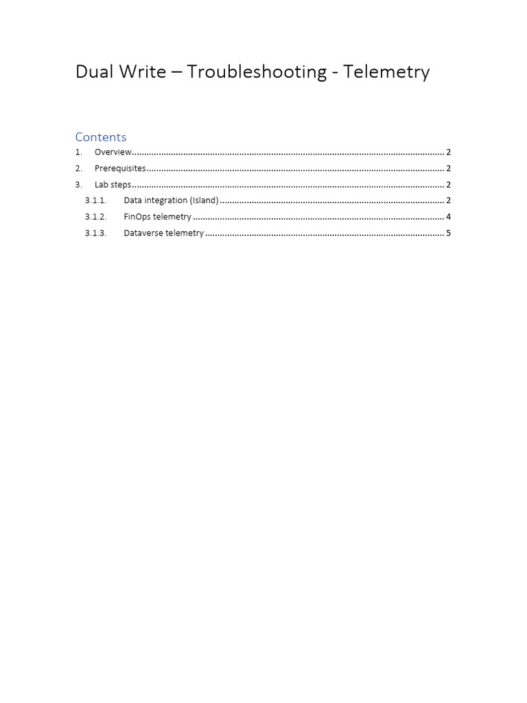 Dual Write - Troubleshooting_002_Overview_telemetry | PDF | Databases | Data Management