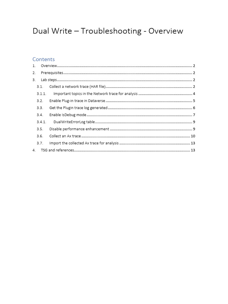 Dual Write Troubleshooting Guide | PDF | Microsoft Excel | Computing