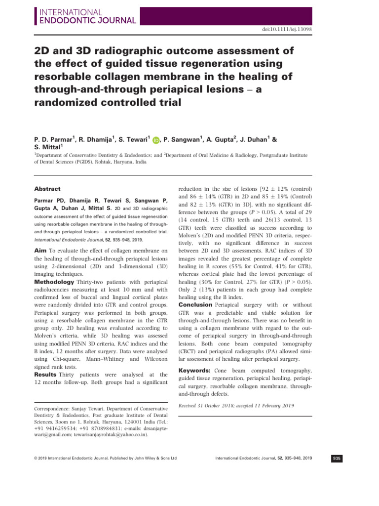 Parmar 2019 | PDF | Dental Anatomy | Healing