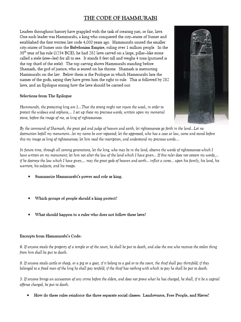 Hammurabi Laws 24 | PDF | Hammurabi