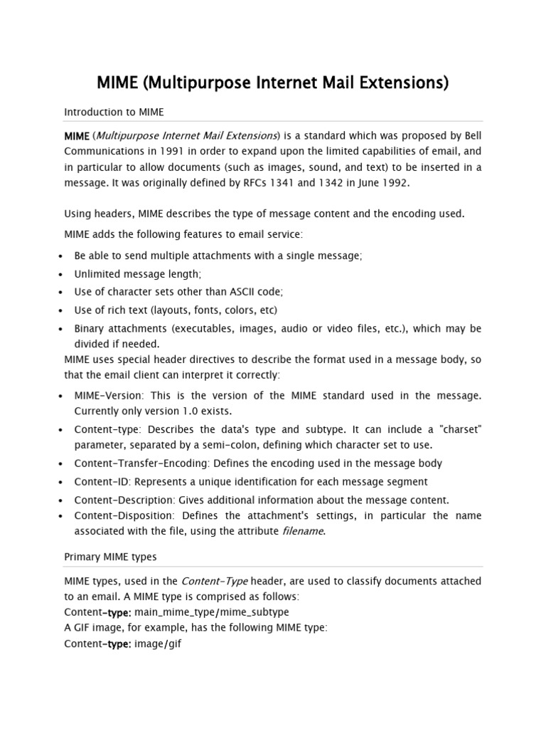 Overview of MIME Standards | PDF | Computing | Computer File