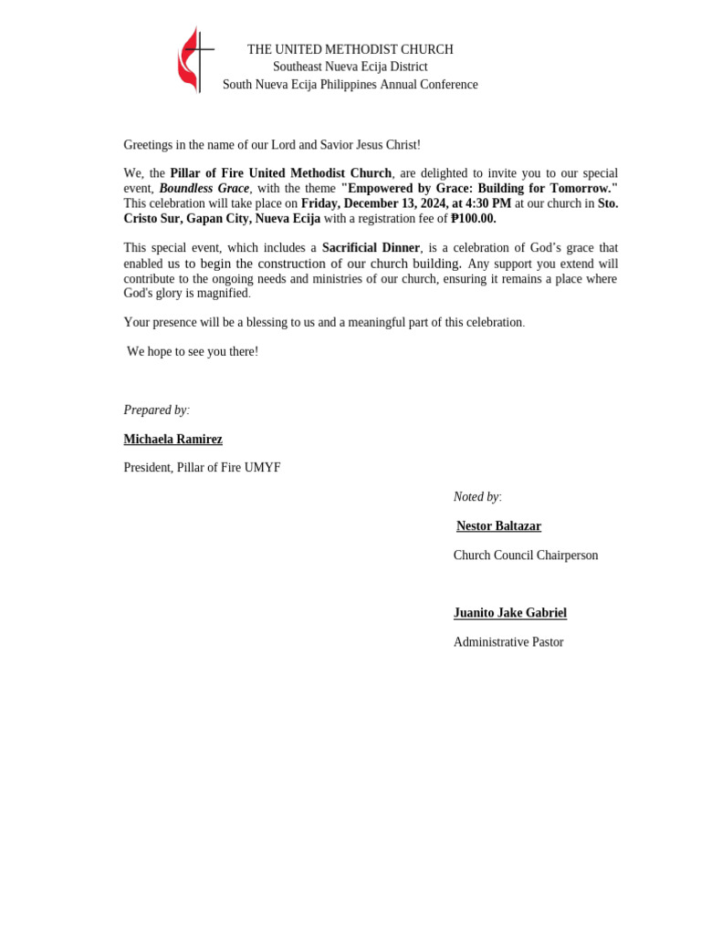 Church Building Fund Celebration Invite | PDF