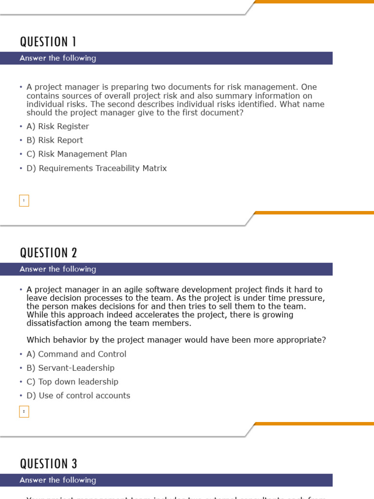 PMP 50 Questions | PDF | Scrum (Software Development) | Agile Software ...