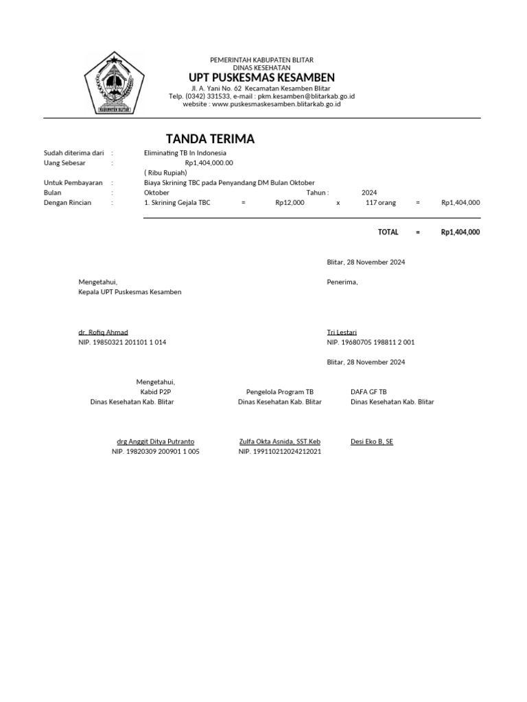 04. FORM KELENGKAPAN DOKUMEN KLAIM TB-DM screening fix | PDF
