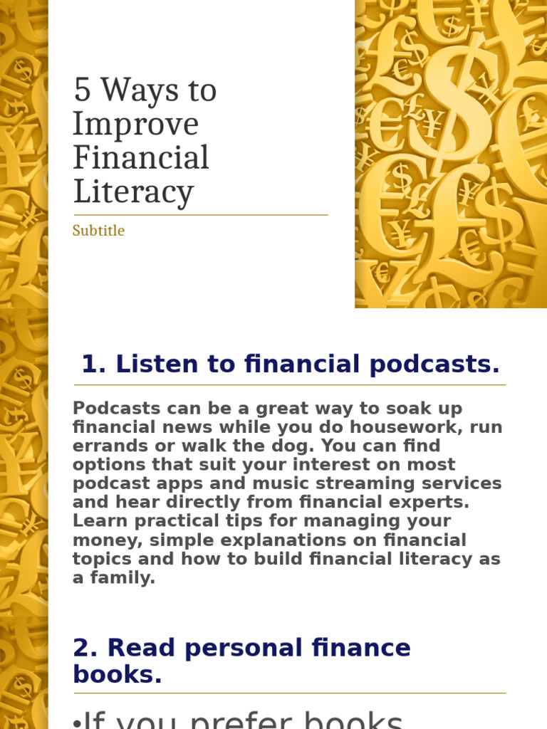 Ways To Improve Financial Literacy | PDF