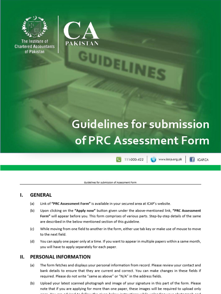Guidelines-submission-prc-Assessment-Form | PDF | Credit Card