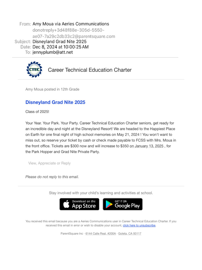 Disneyland Grad Nite 2025 Info | PDF