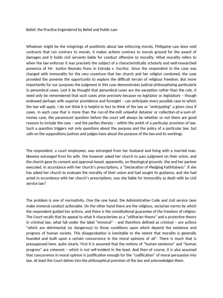 Philosophy of Law - Belief | PDF | Morality | Free Exercise Clause