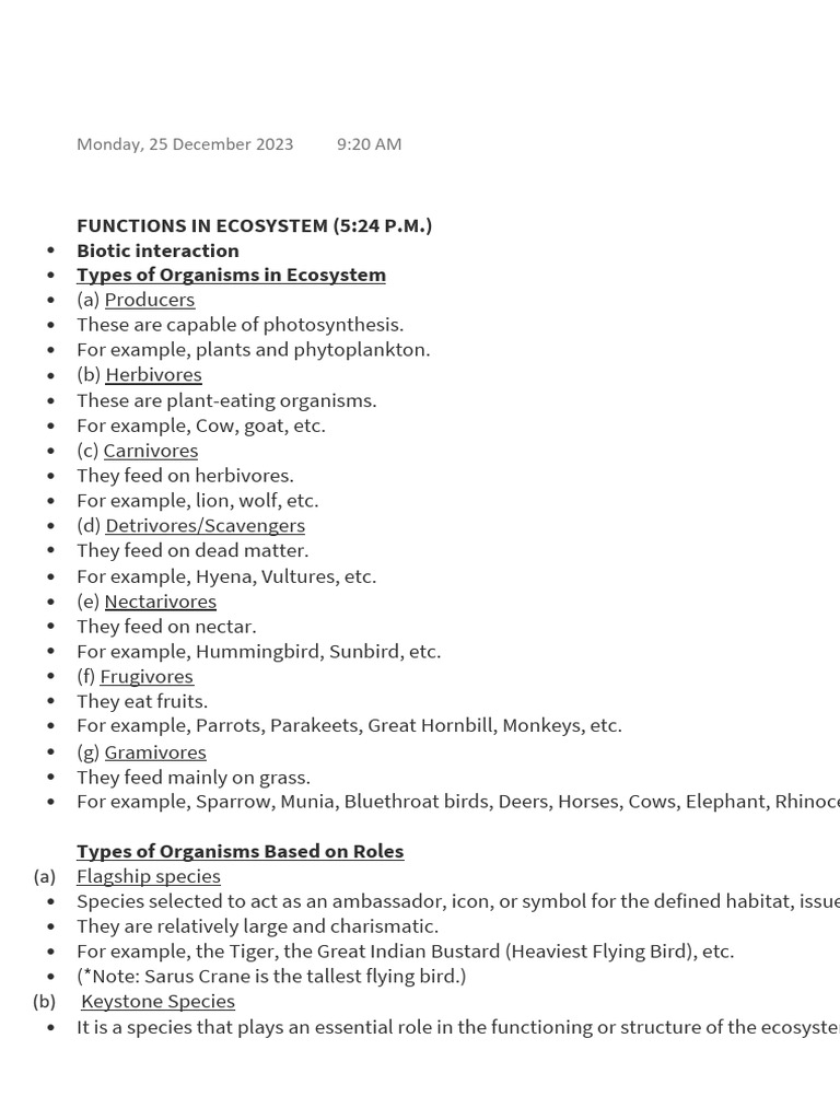 Ecosystem Functions and Biogeochemical Cycles | PDF | Tiger | Ecology
