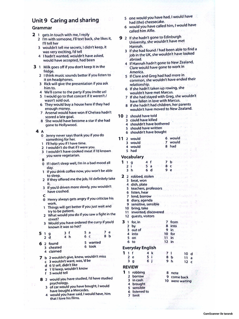 Workbook Answer Key Unit 9 | PDF