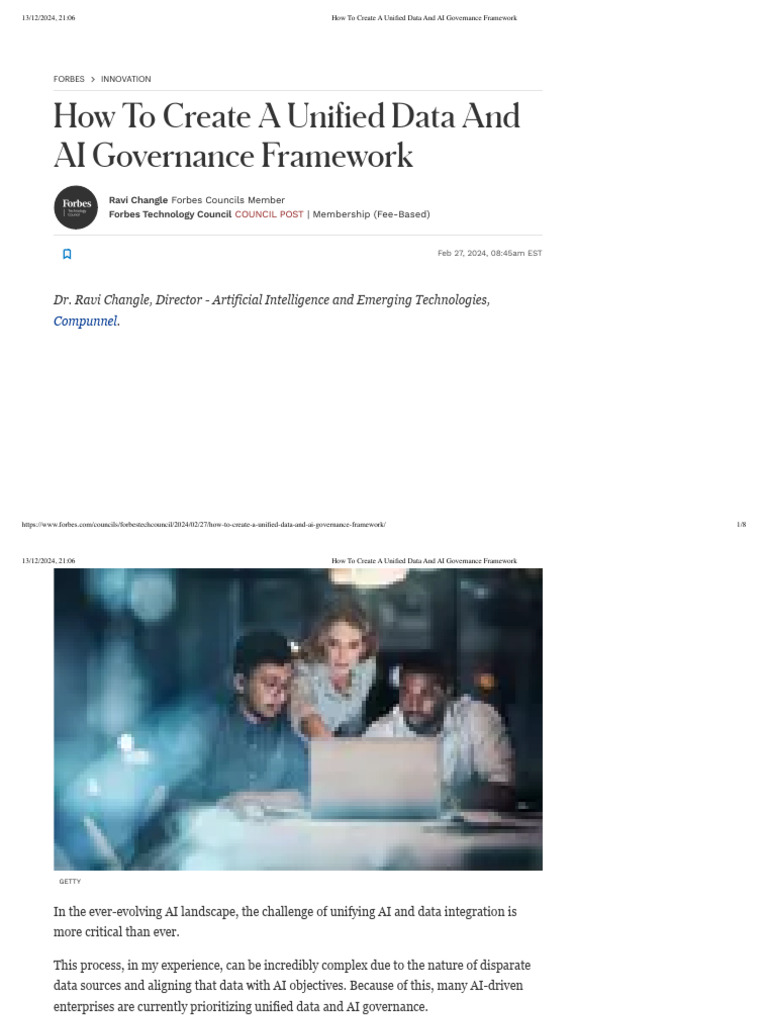 How To Create A Unified Data and AI Governance Framework | PDF ...
