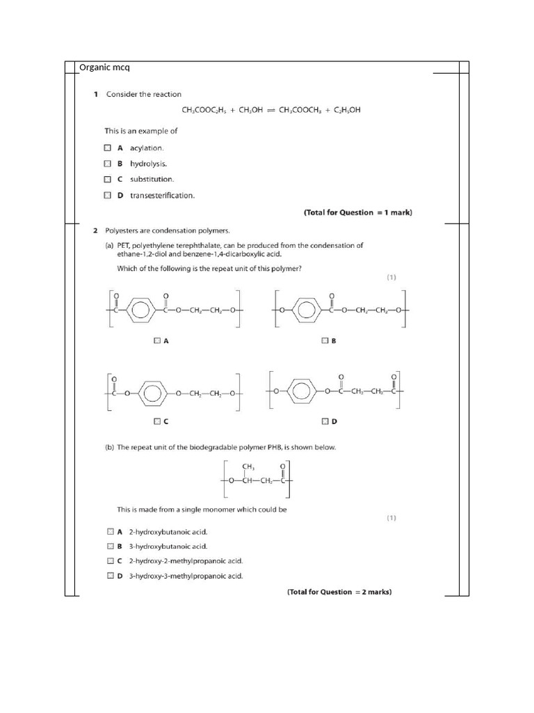 Organic MCQ | PDF