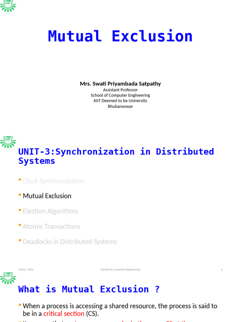 Understanding Mutual Exclusion in Distributed Systems | PDF | Computer ...