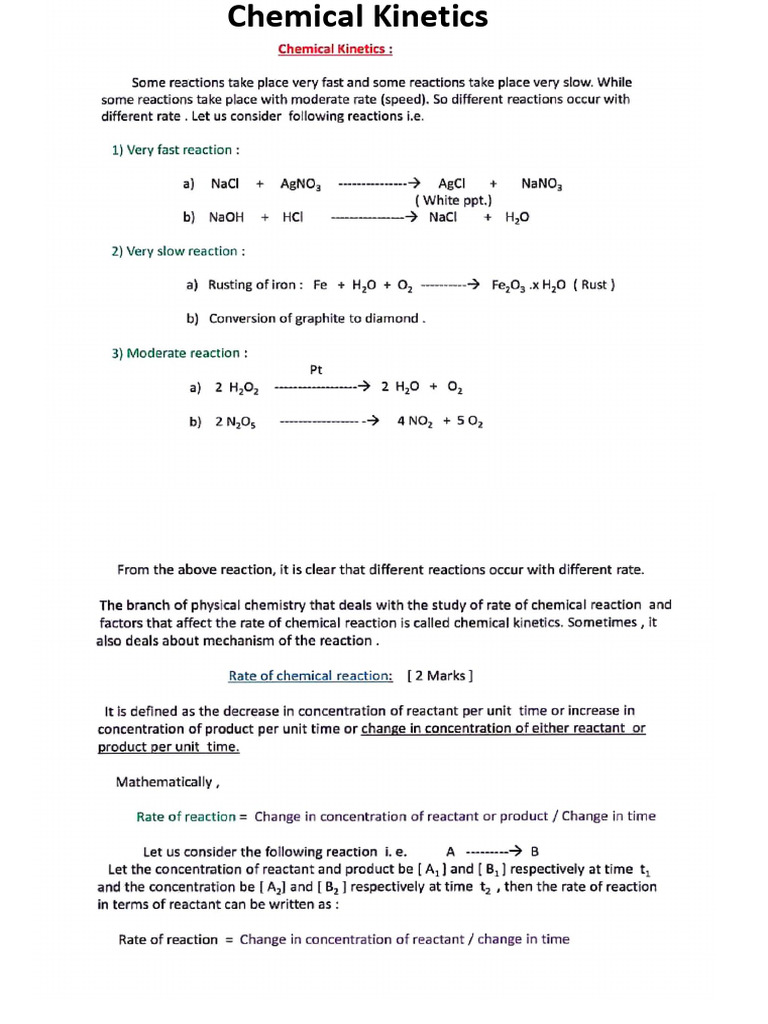 Chemical Kinetics Class 12 Chemistry Notes | PDF