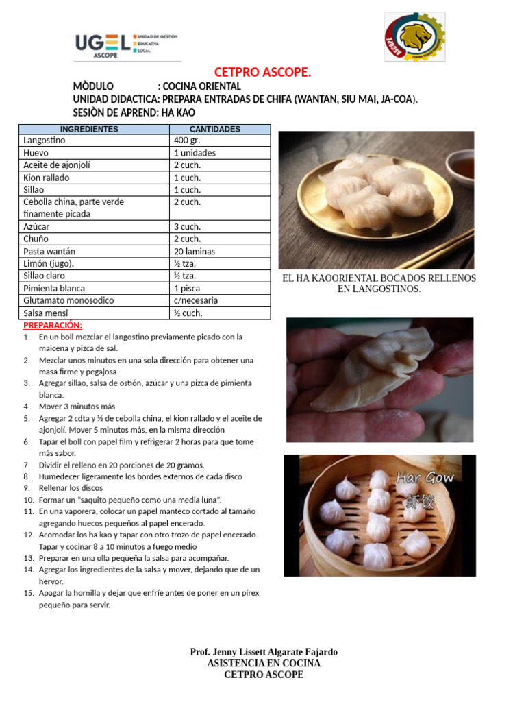 Hoja Informativa Ha Kao | PDF | Salsa | Cocina