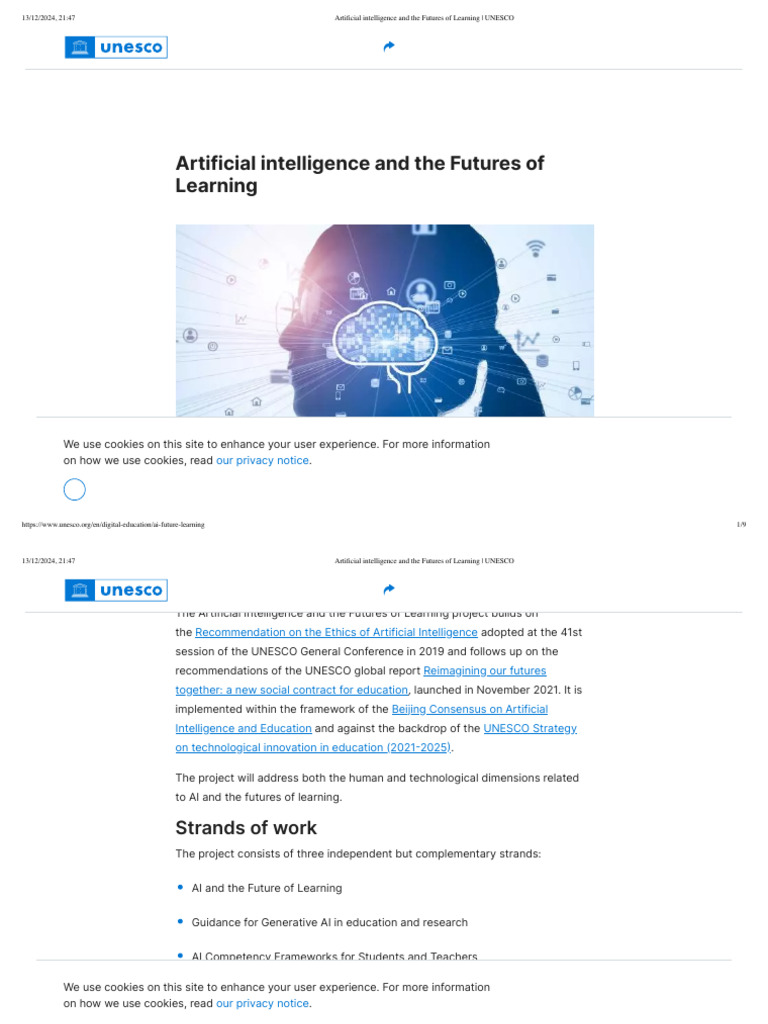 Artificial intelligence and the Futures of Learning _ UNESCO | PDF ...