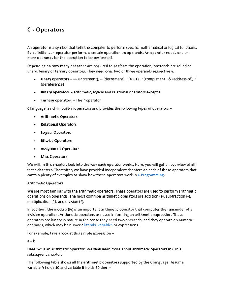 C_operator | PDF | Mathematics | Arithmetic