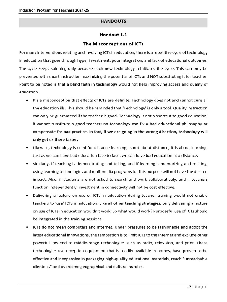 ICT Integration in Teacher Induction 2024 | PDF | Educational ...