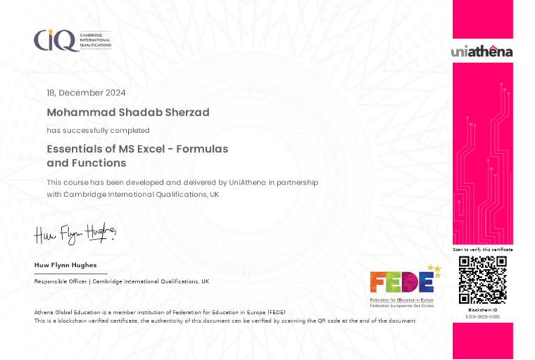 Mohammad Shadab CR1202 Certificate | PDF