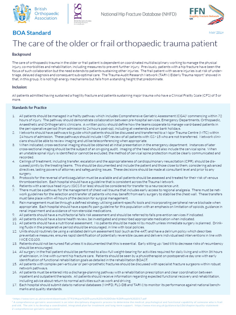 The Care of The Older or Frail Orthopaedic Trauma Patient | PDF ...