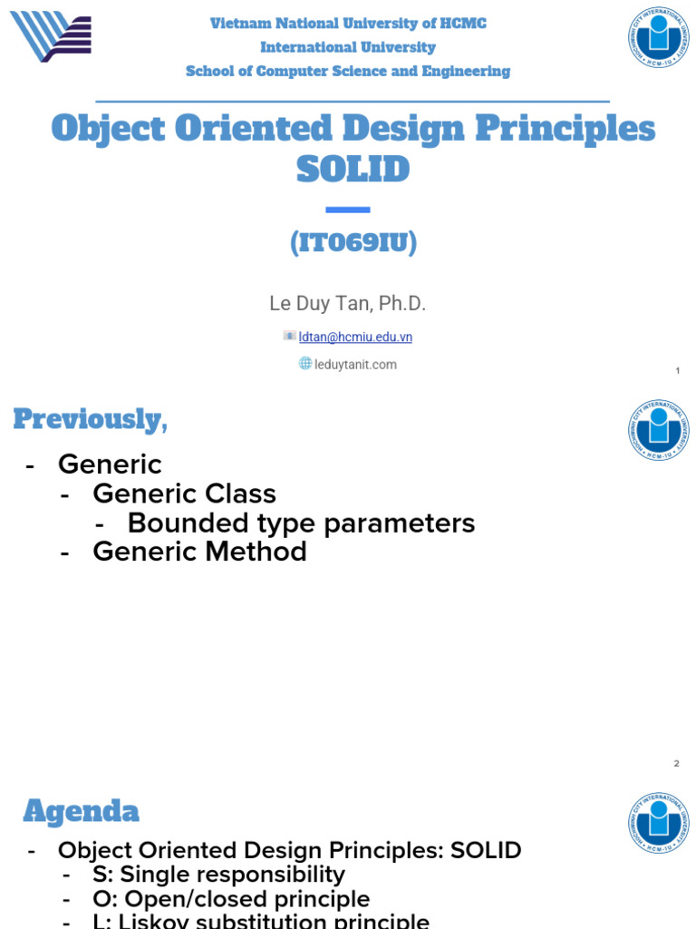 Lecture 11 - OO Design Principles (SOLID) | PDF | Inheritance (Object Oriented Programming ...