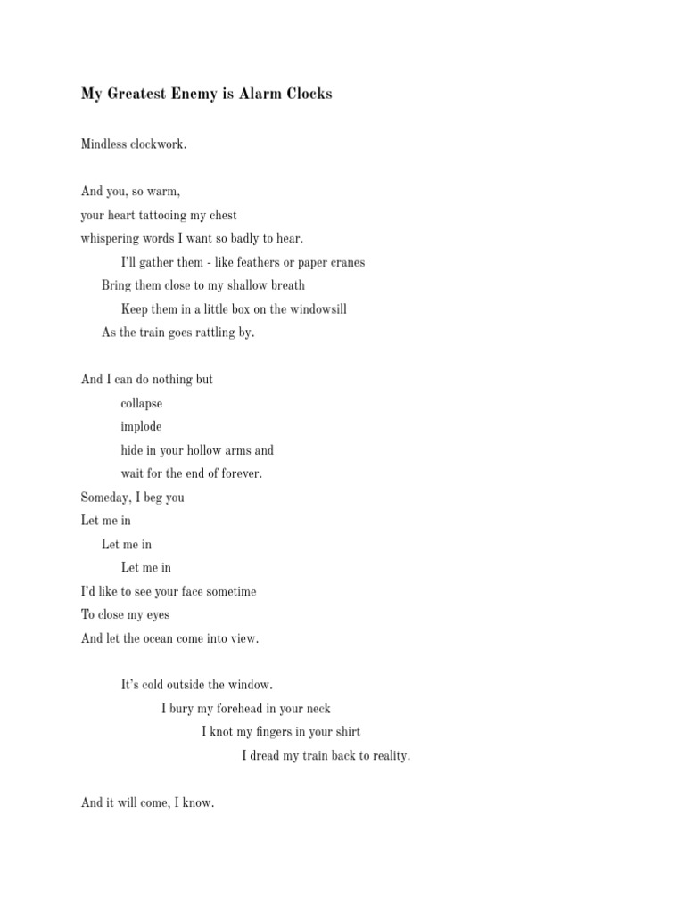 My Greatest Enemy Is Alarm Clocks | PDF