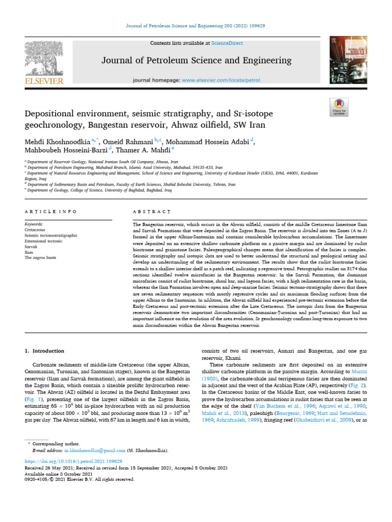 Depositional Environment, Seismic Stratigraphy, and Sr-Isotope | PDF ...
