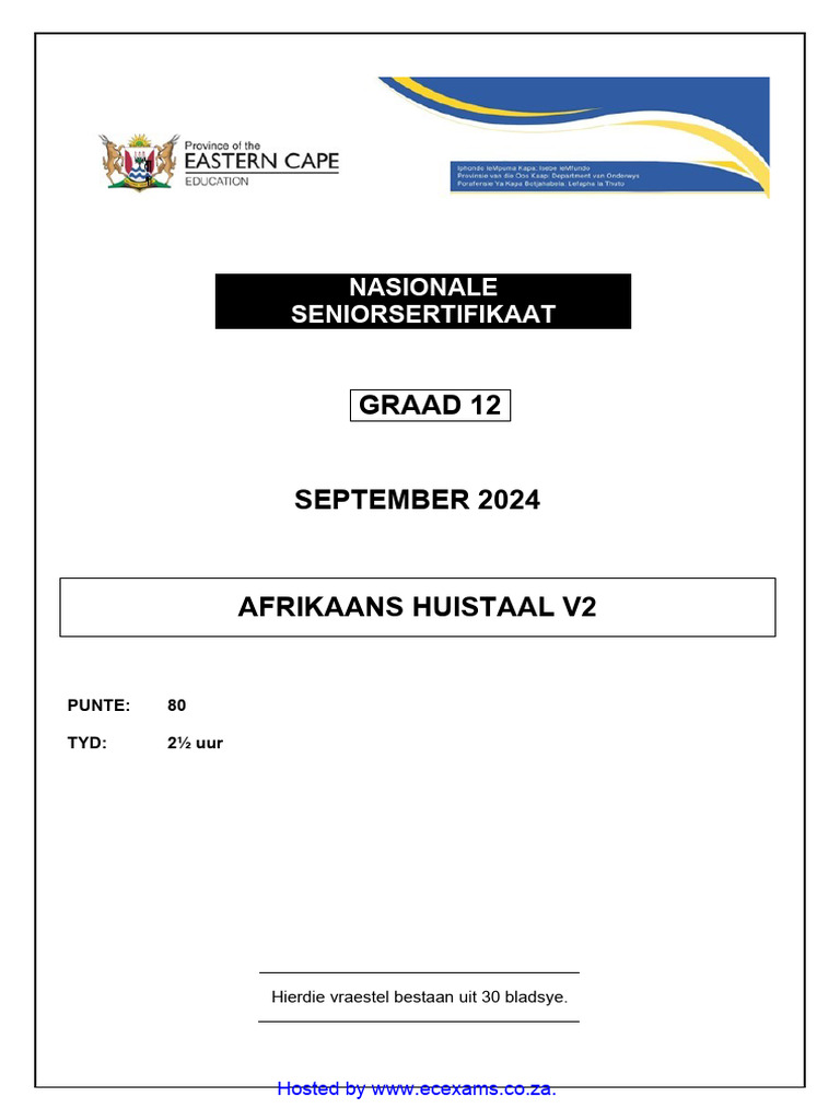 AFRIKAANS HL P2 QP GR12 SEPT 2024 - Watermark | PDF