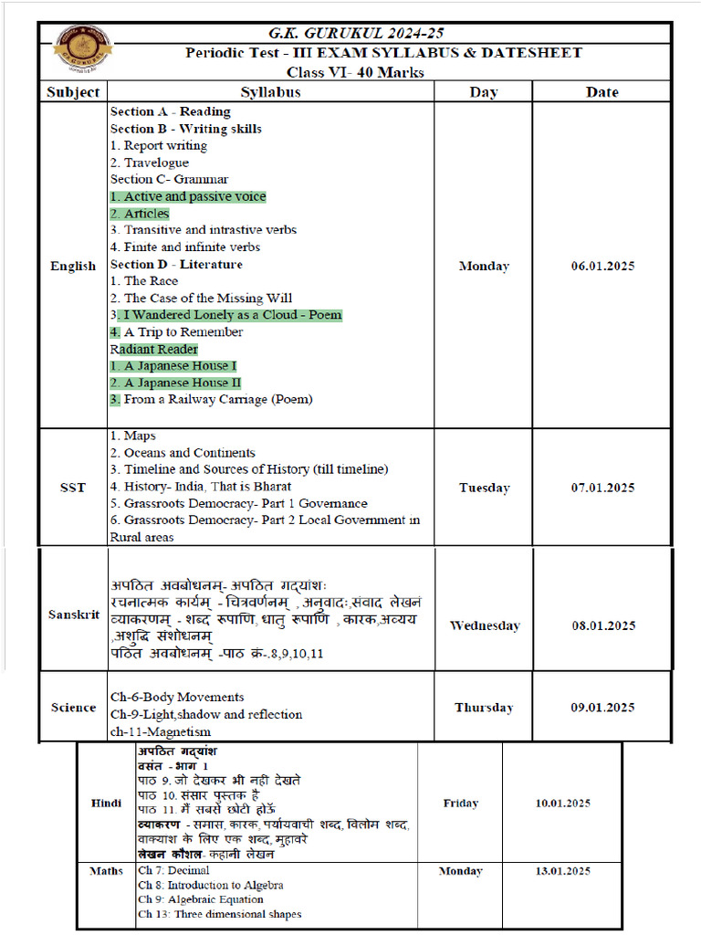 PT-3 Timetable | PDF