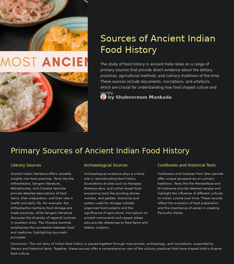 Sources of Ancient Indian Food History | PDF